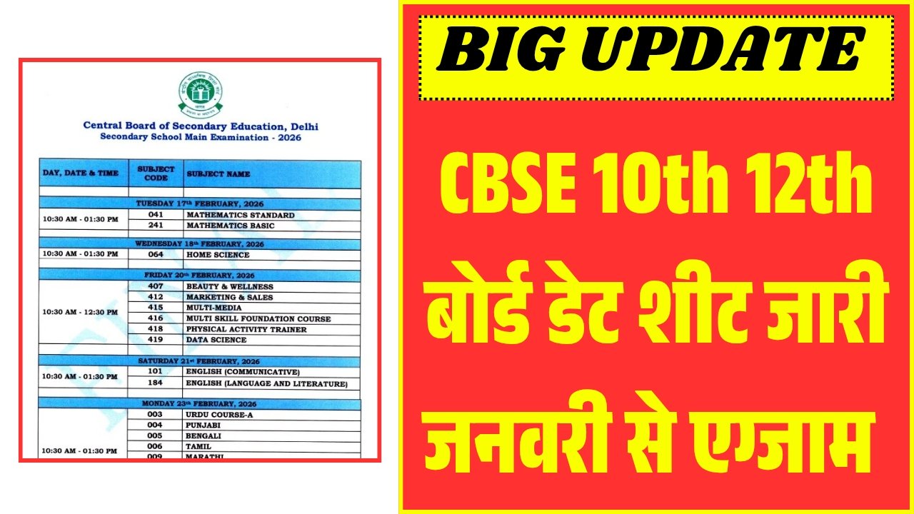 CBSE Board Exam 2026 Rules Change, CBSE बोर्ड एग्जाम 2026 की नई डेट शीट ...